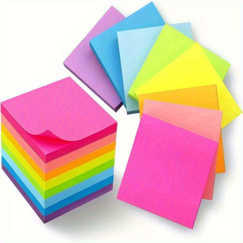 Fluorescent 6 color Sticky Notes Vibrant Colors Perfect - Temu Canada
