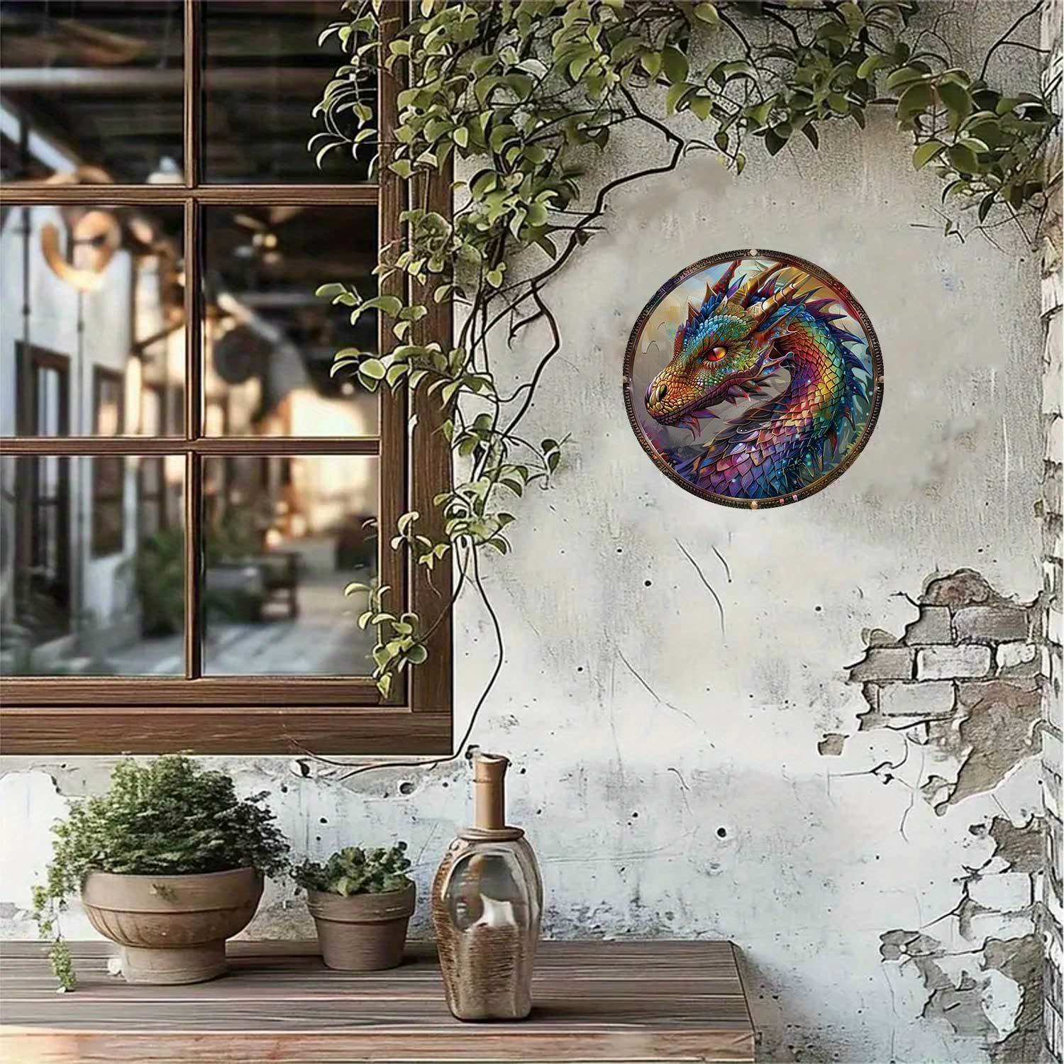 Aluminum Dragon Wall Art Frameless Circular Signage Multi - Temu Australia