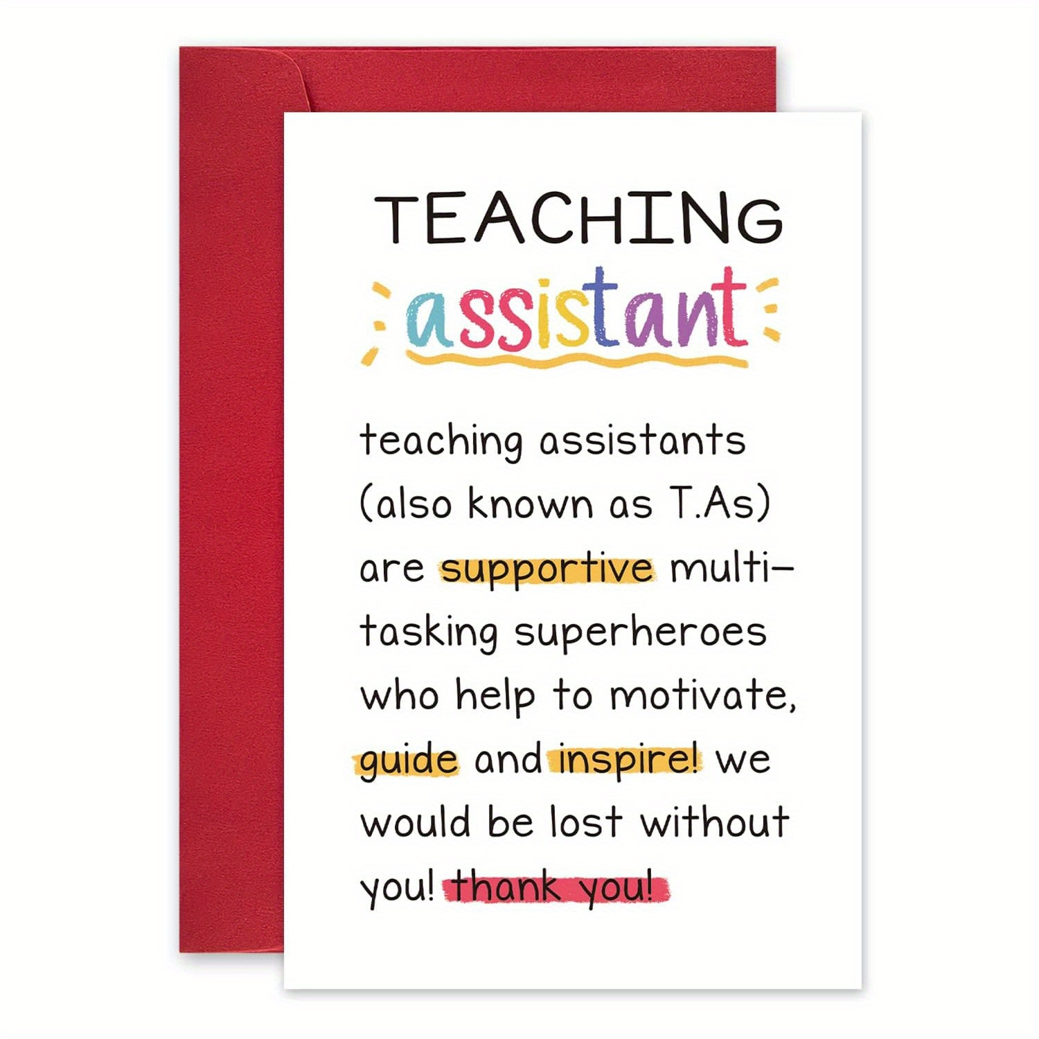 1pc Appreciation Greeting Card For Teaching Ta Thank You Note For ...