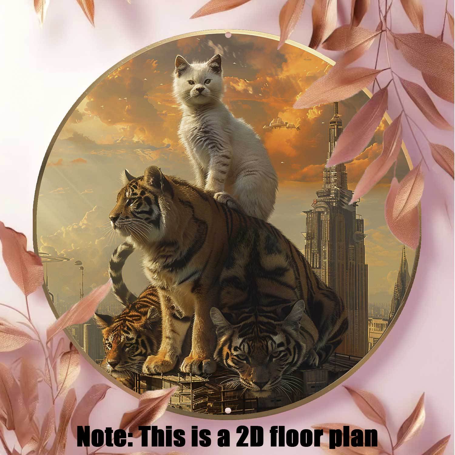 Round Frameless Aluminum Tiger Themed Decor Sign Weather - Temu Australia