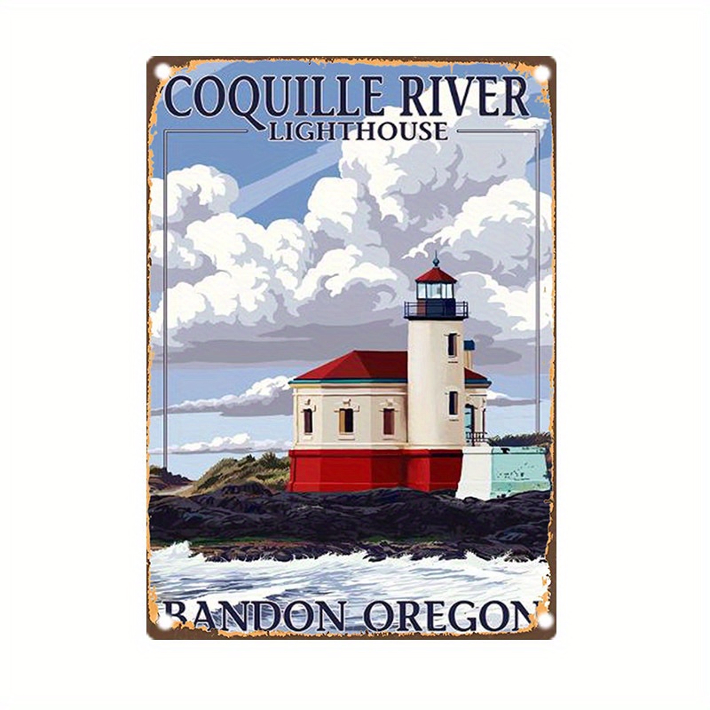 Vintage Tin Lighthouse Sign: Coquille River Lighthouse - Temu Australia