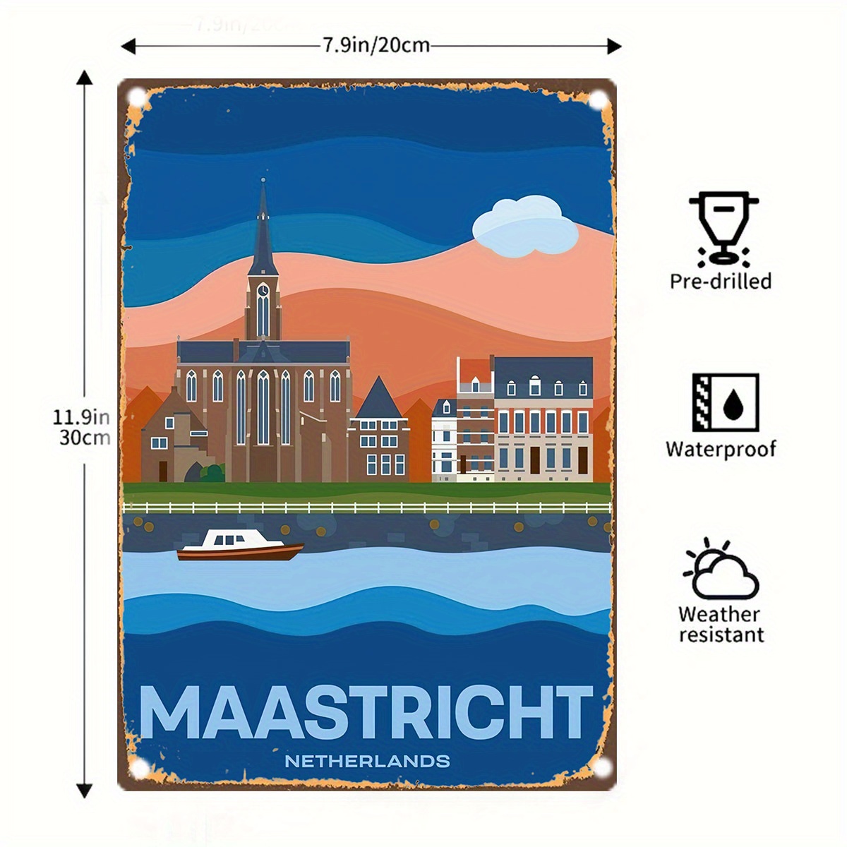 Vintage Tin Sign: Maastricht Netherlands Pre drilled - Temu Australia