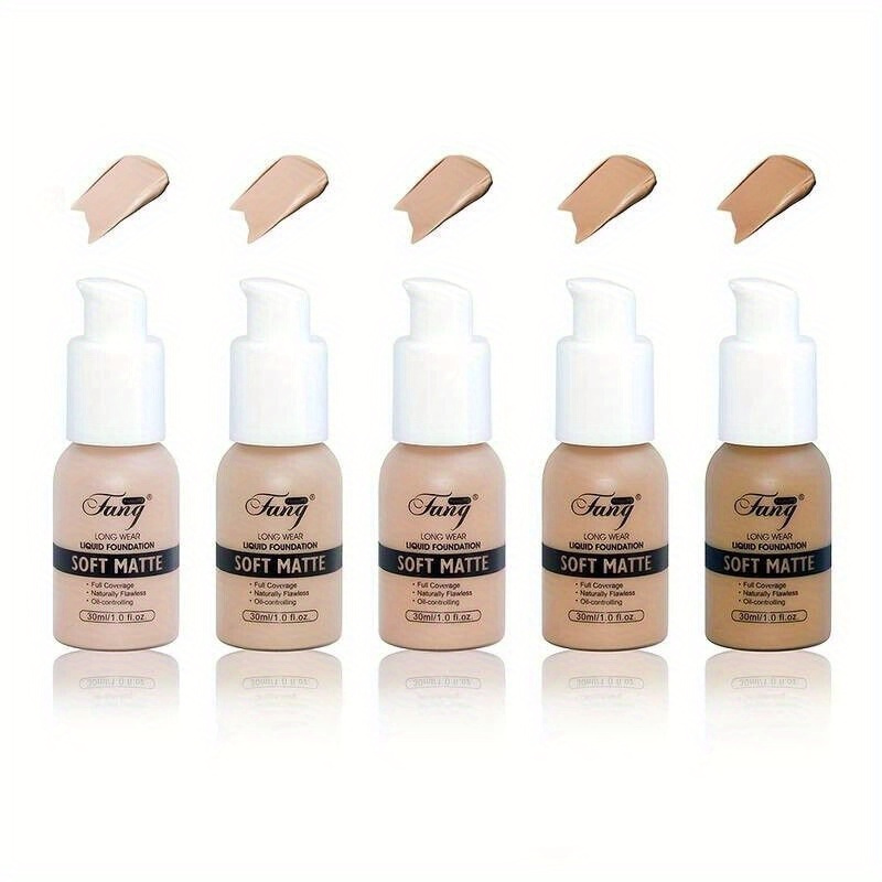 Liquid Foundation In 5 Shades Soft Matte Covers Blemishes - Temu