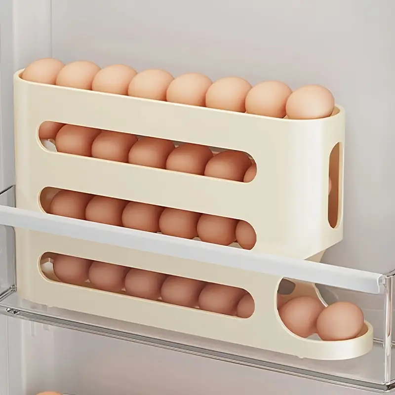 4 Tier Sliding Egg Storage Organizer Automatic Rolling Temu United
