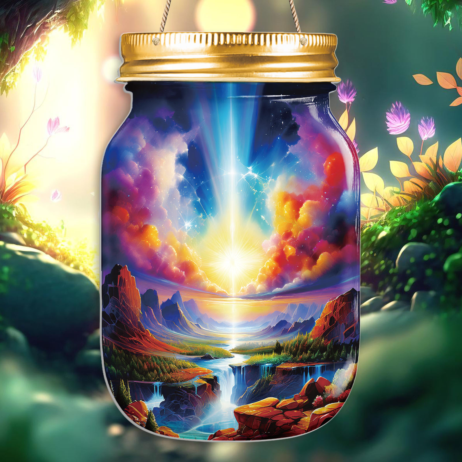 Acrylic Landscape Mason Jar Pendant Sun Catcher Perfect Room - Temu New ...