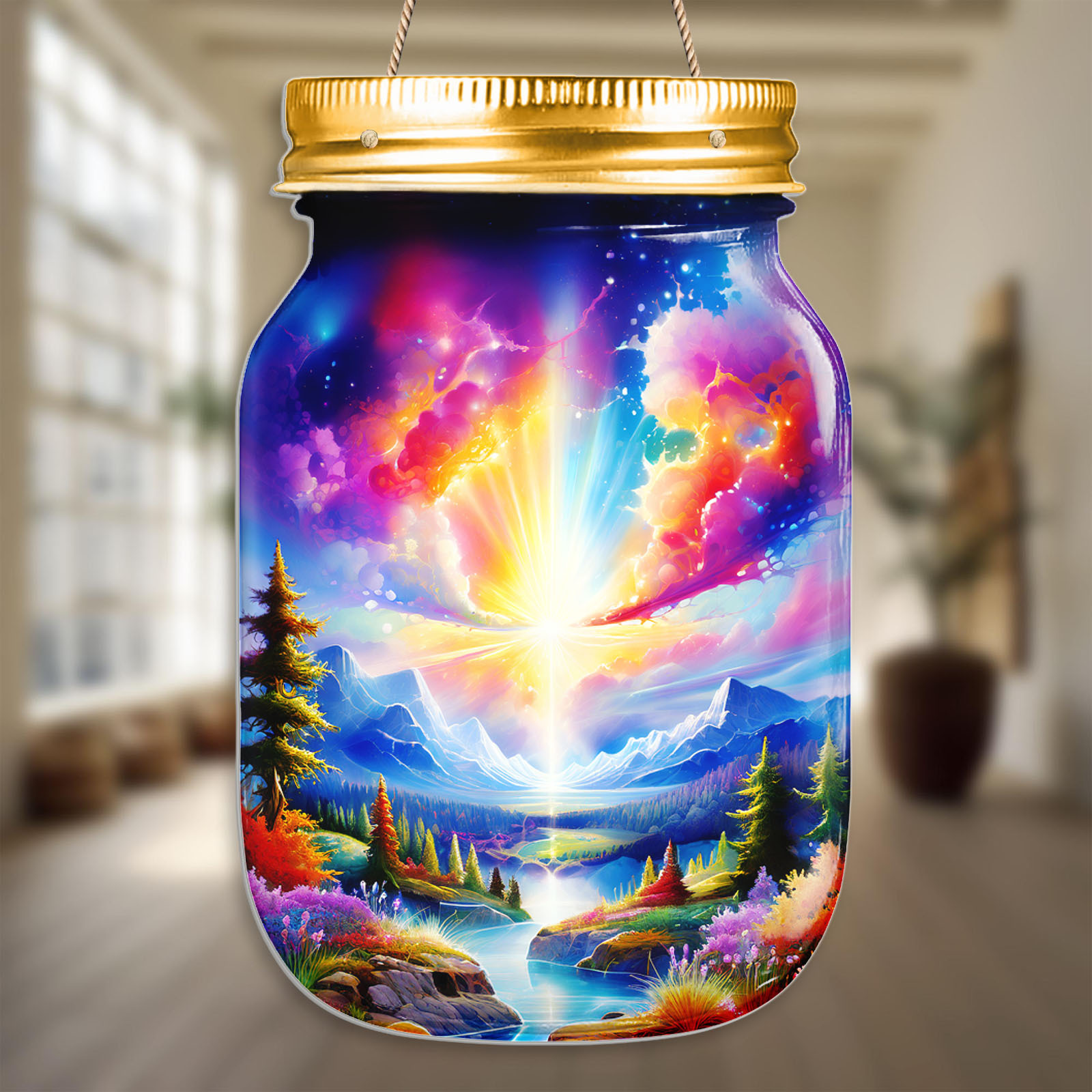 Acrylic Landscape Mason Jar Pendant Sun Catcher Perfect Room - Temu Canada