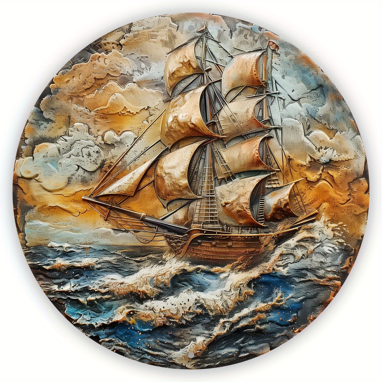 "nautical Elegance" Vintage Ocean-themed Metal Wall Art, 20.32cm X 20 ...