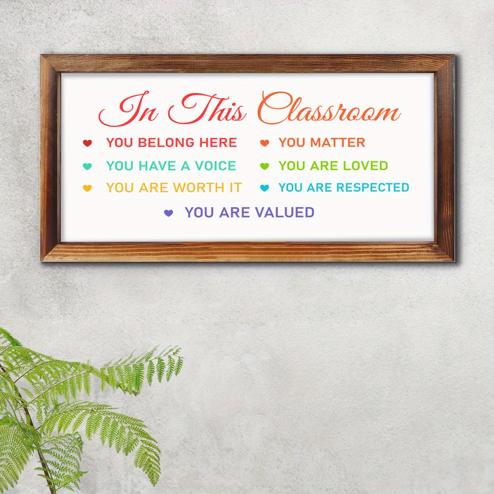 Inspirational Teacher Quote Wall Art ' Belong Matter Worth ' - Temu New ...