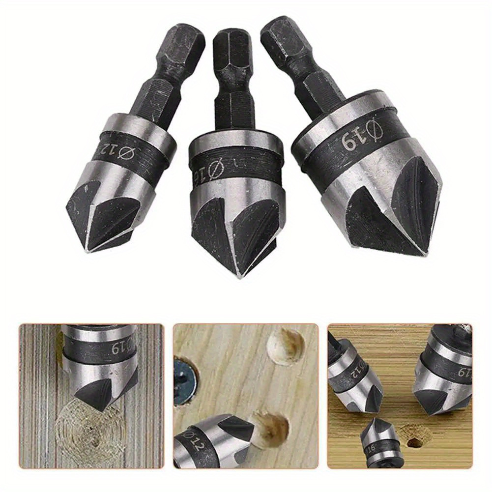 hex shank hss countersink deburring drill bit set five flute Temu United Kingdom