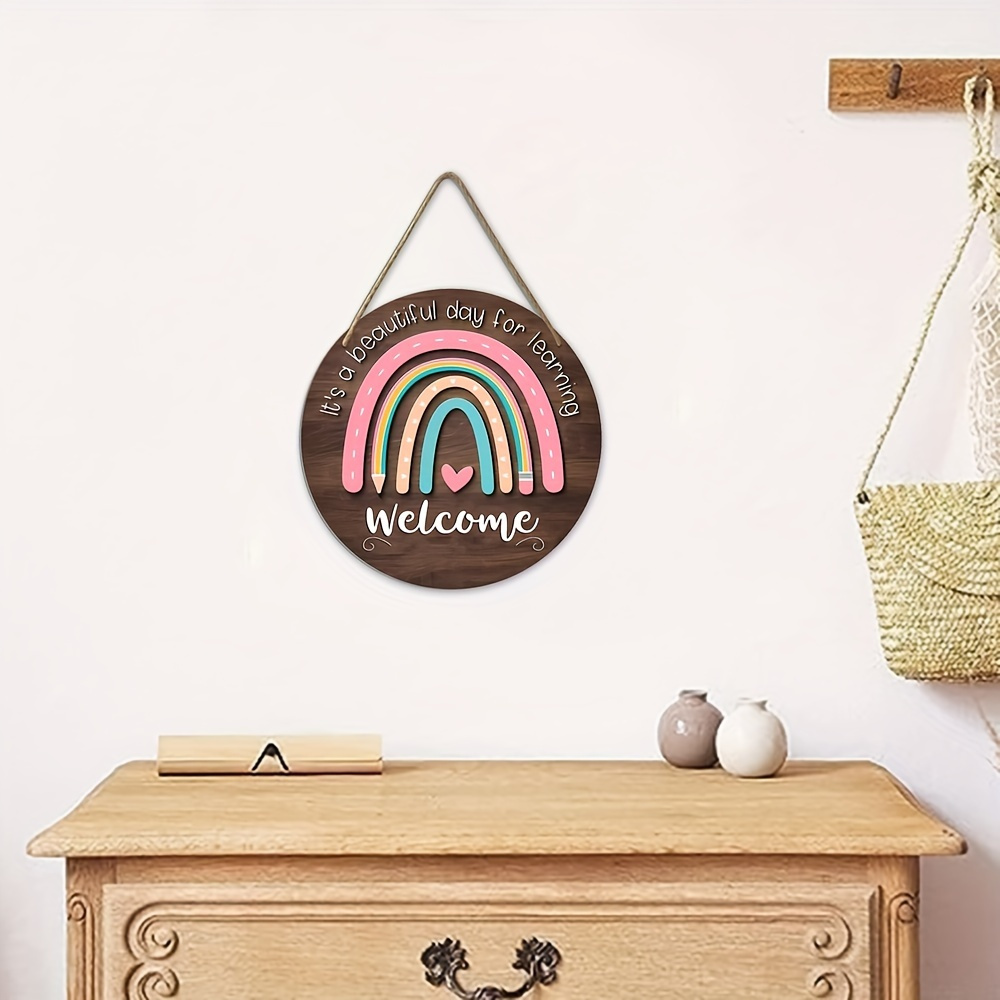 Rainbow Welcome Wooden Classroom Door Sign Perfect Back - Temu Australia