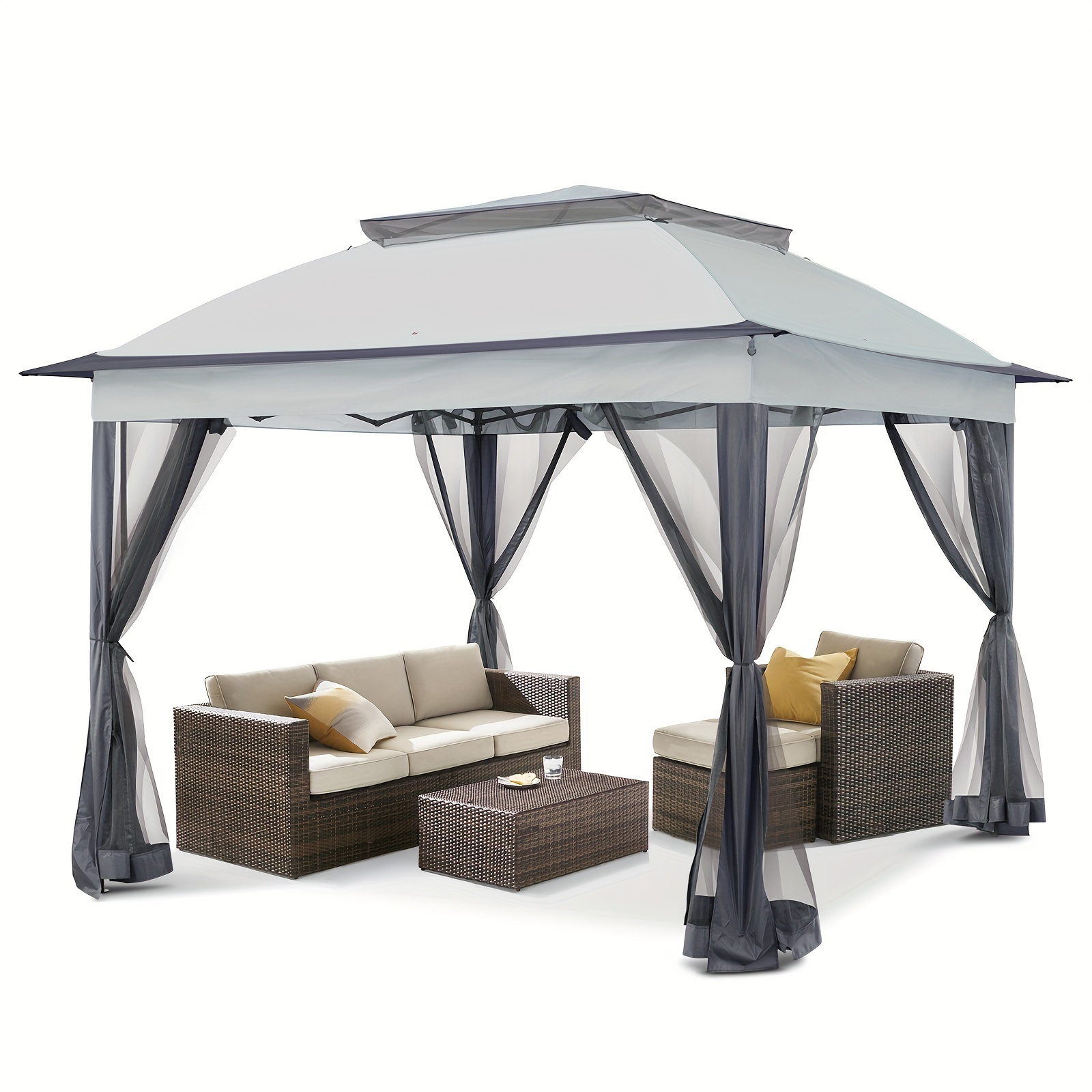Elegant Aluminum Alloy Gazebo - Waterproof Outdoor Sun Shelter With ...