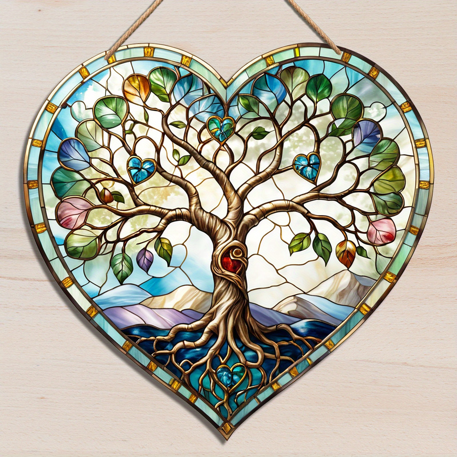 Vibrant Tree Life Acrylic Wall Art Stained Glass Look Heart - Temu