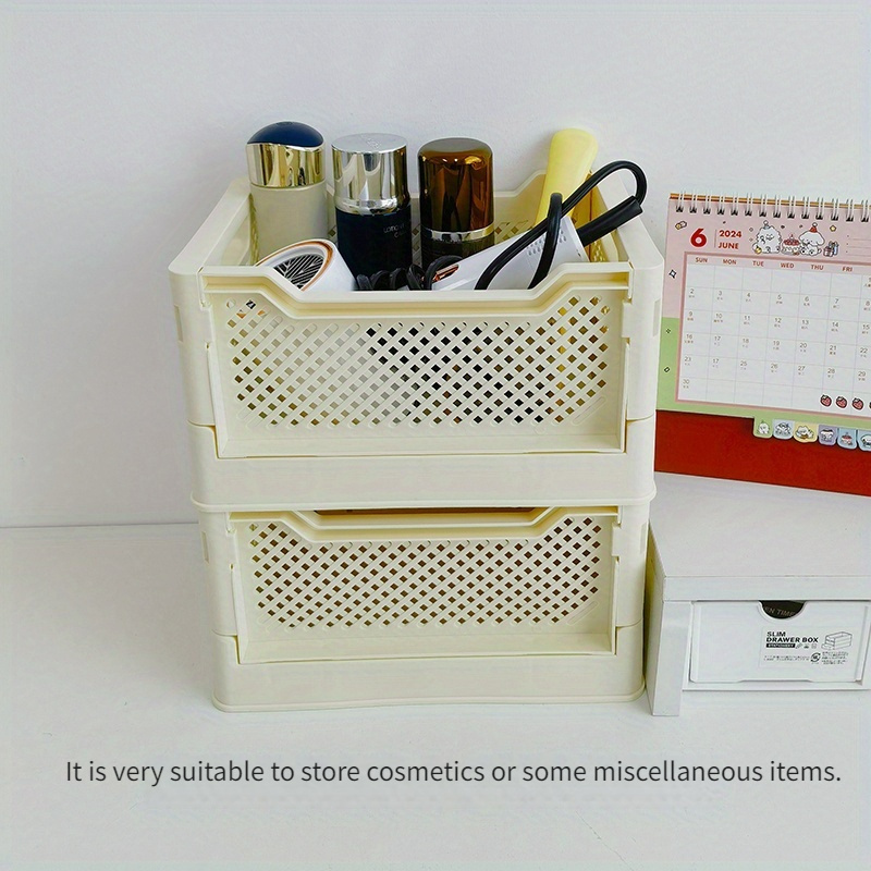 Classic Style Plastic Desktop Storage Bins Hollowed Foldable - Temu Canada