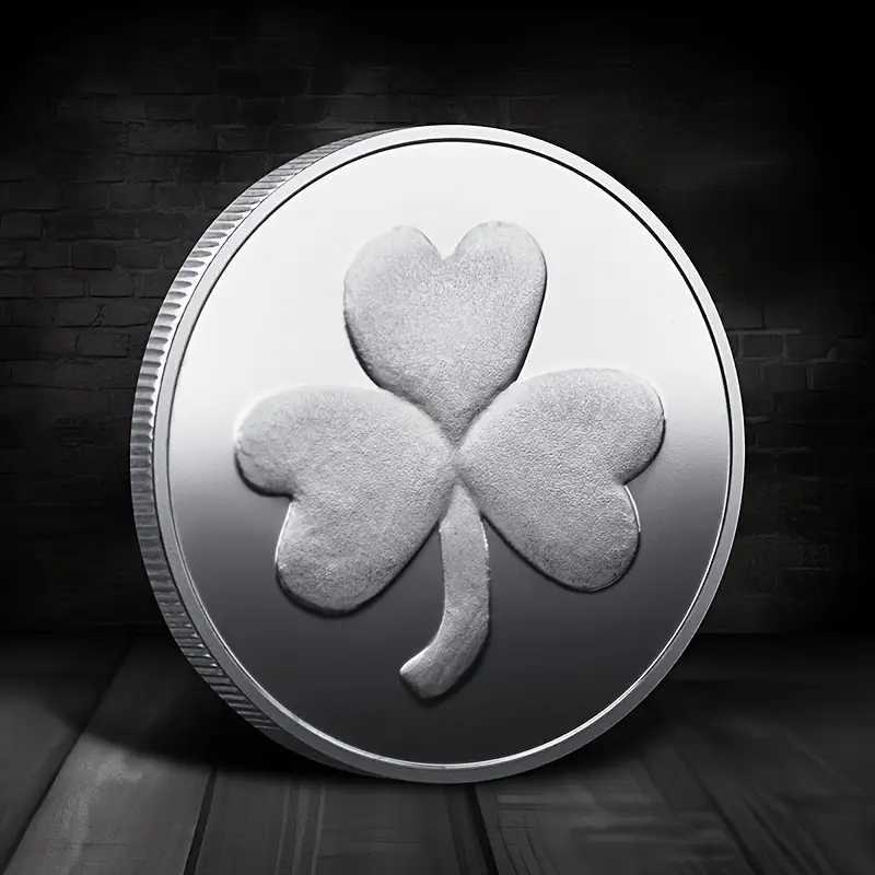 1개의 금속 재질 세인트패트릭데이 행운의 Shamrock 동전 건강과 행복을 위한 수집용 동전 3잎 클로버 Temu