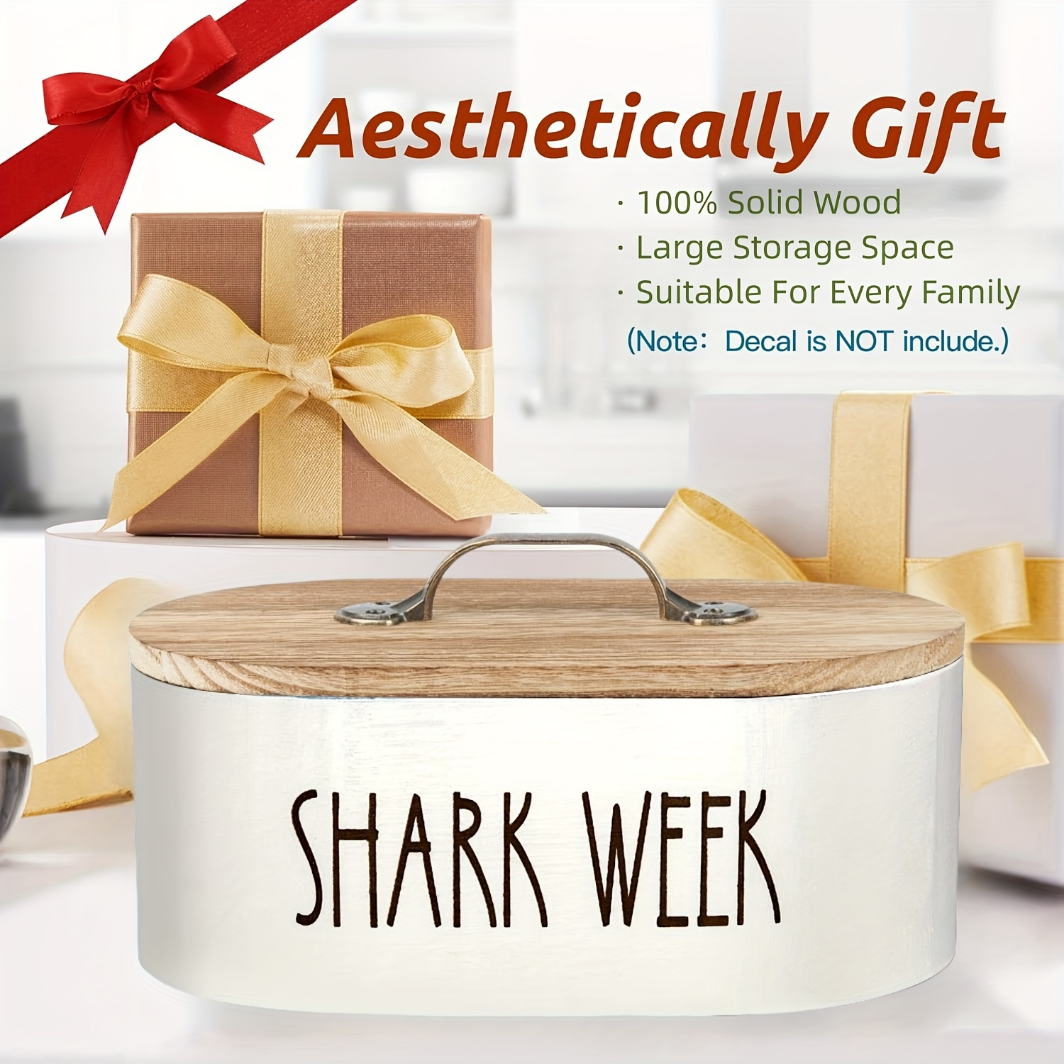 Shark Week" Rustic Wooden Storage Box Lid Versatile Bathroom - Temu