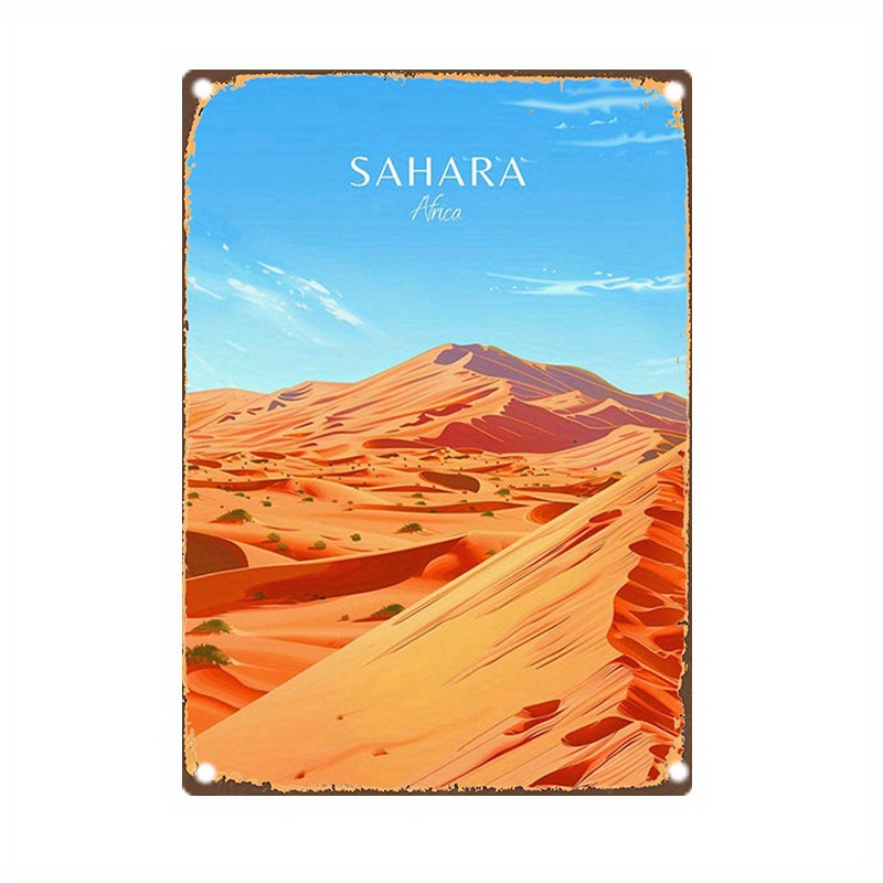 Vintage Aluminum Tin Sign: Sahara Africa Desert Landscape - Temu Australia