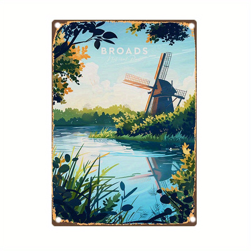 Vintage Aluminum Tin Sign Dutch Windmill Landscape 8 X 12 - Temu United ...