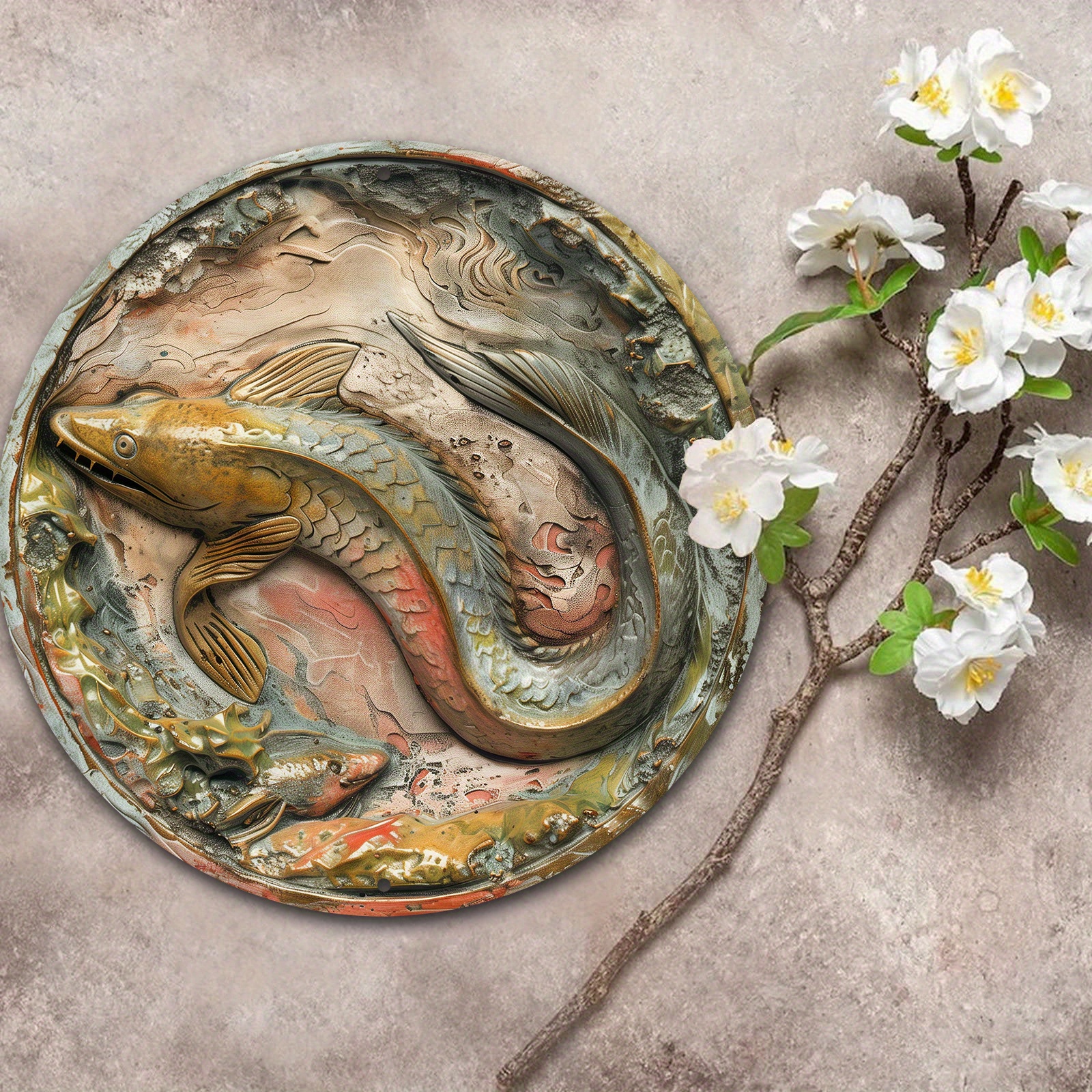 Vintage Aluminum Koi Fish Metal Art Decorative Sign Wall - Temu