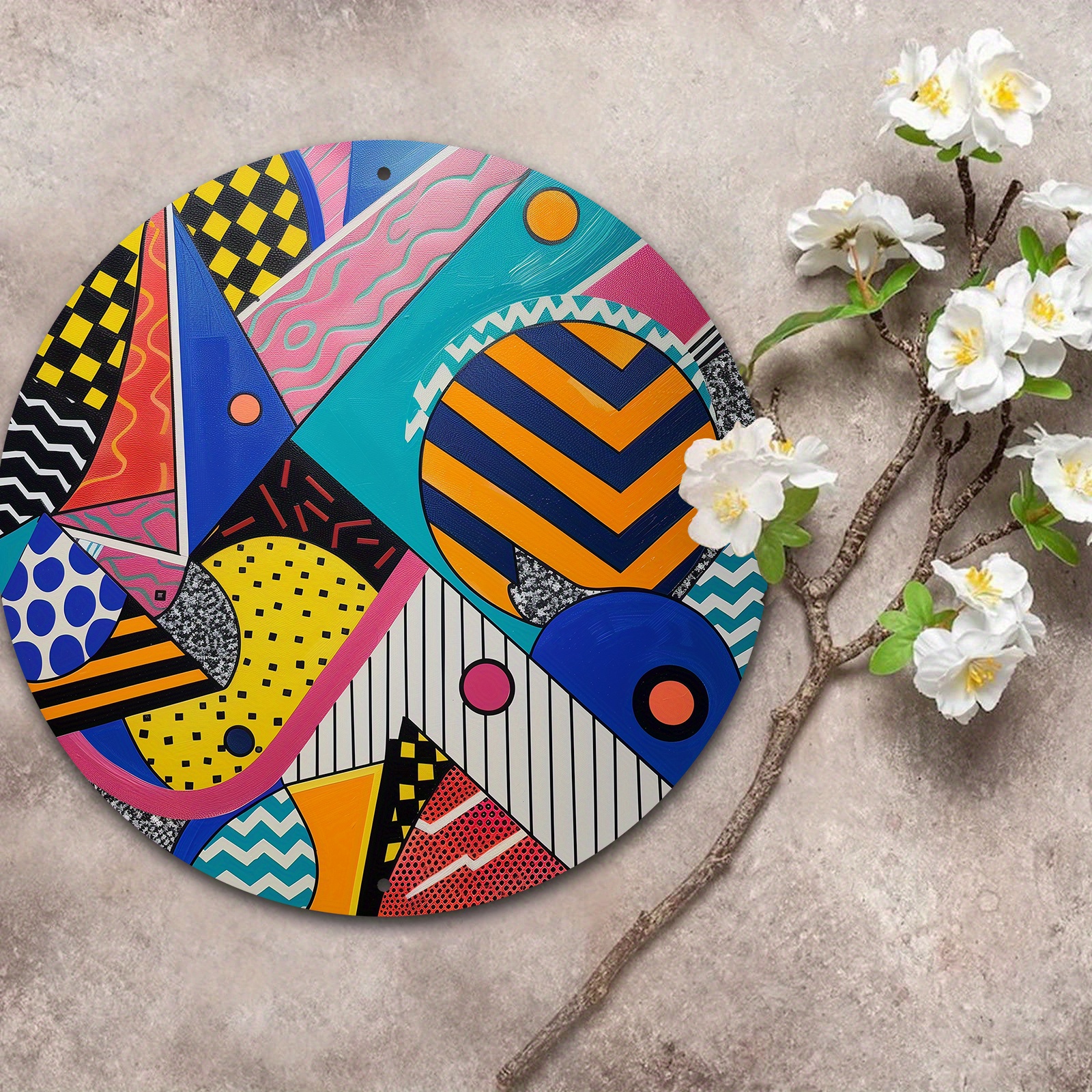 Modern Art Collage Aluminum Wall Decor Sign Round Metal Art - Temu