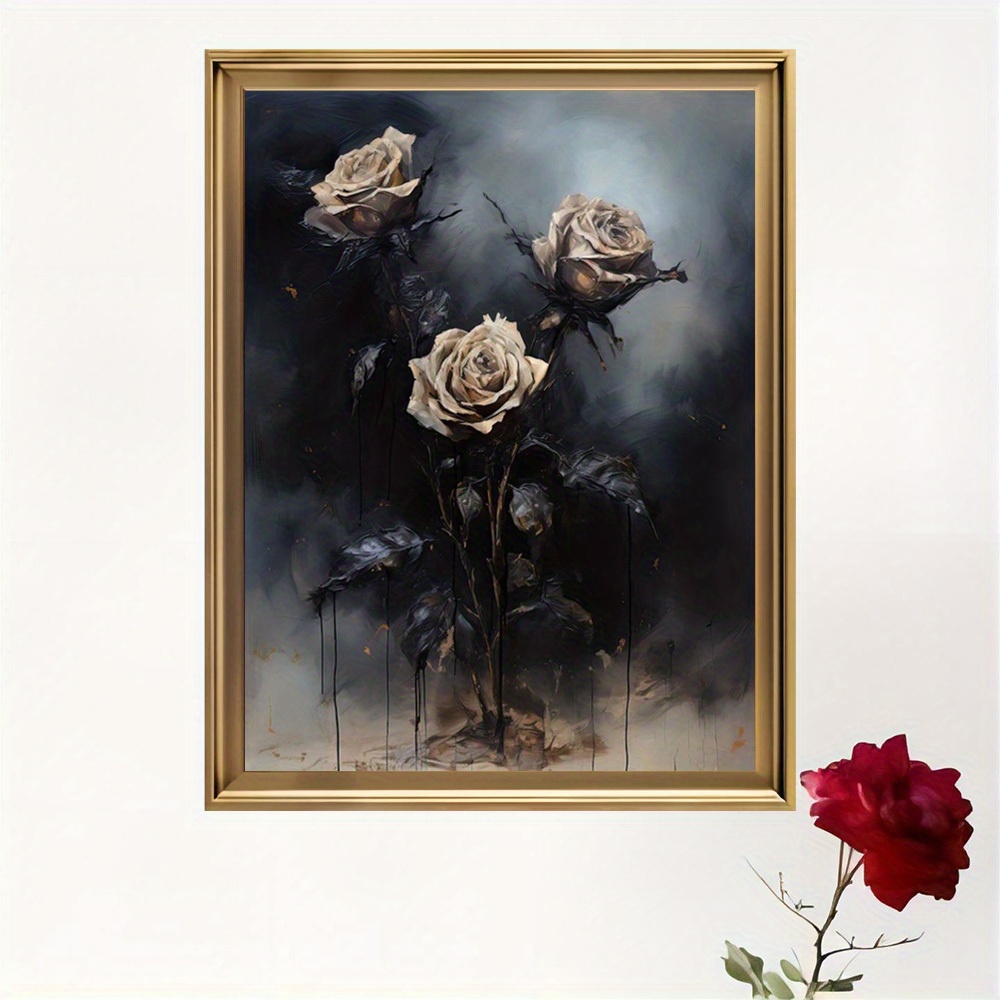 Withering Roses Canvas Art Print - Gothic Floral Wall Decor ...