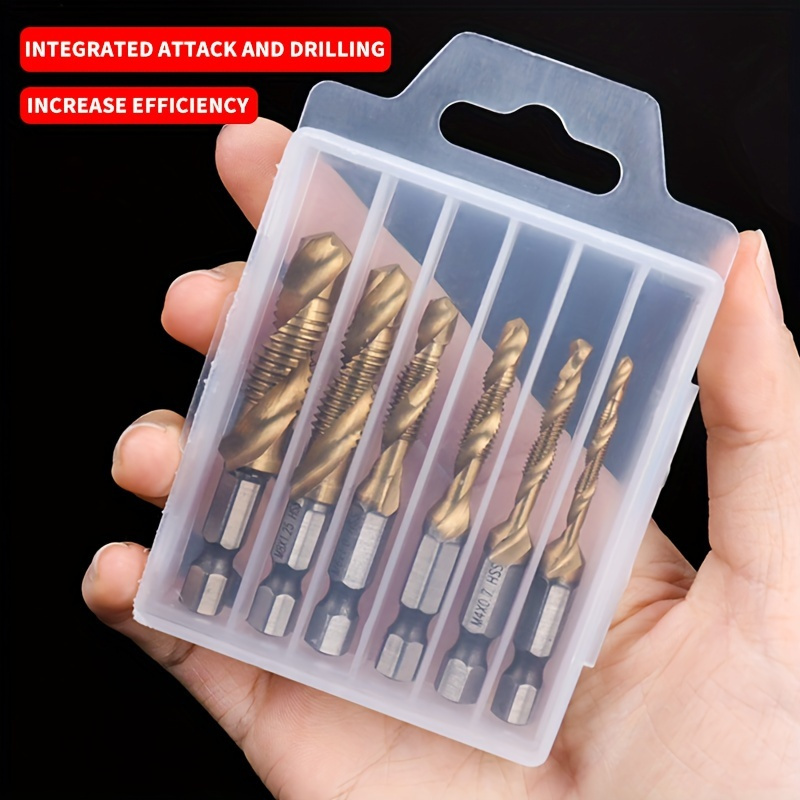 Stainless Steel 3 In 1 Titanium Coated Tap Drill Bit Set - Temu Australia