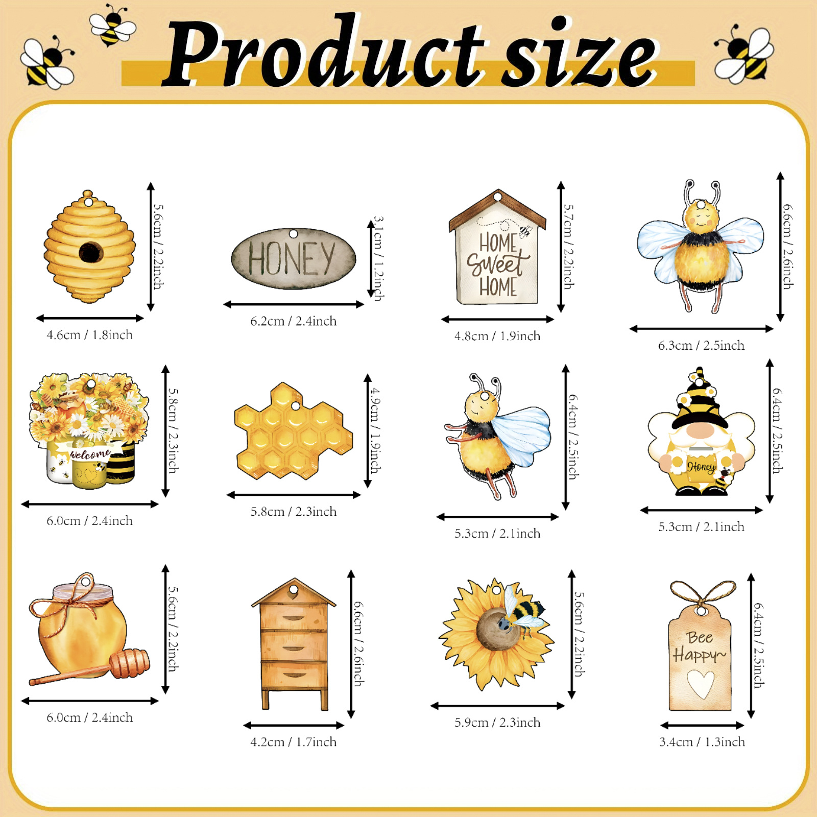Bee Gnome Wooden Ornament Yellow Honeybee Gnome Hat Hanging - Temu ...