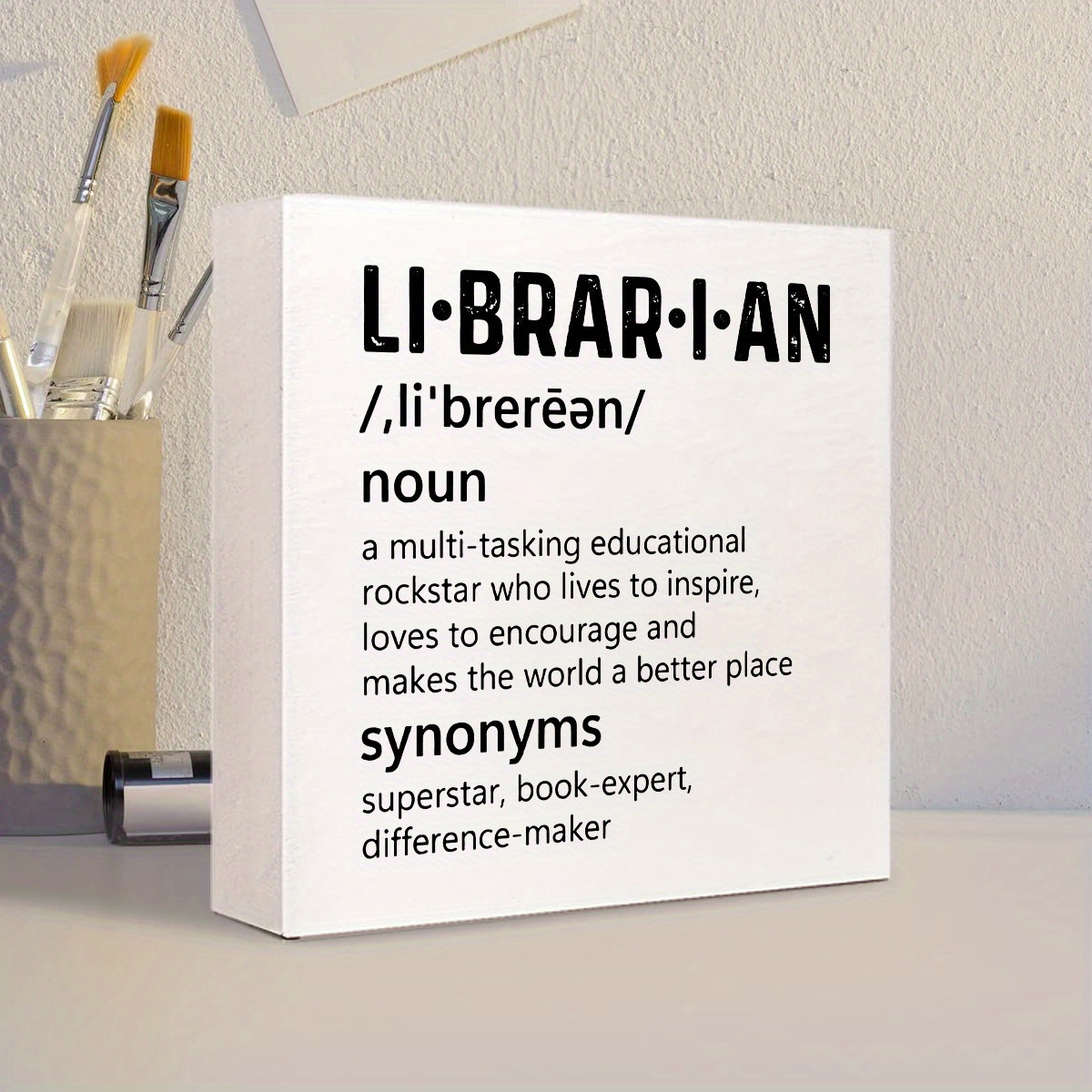 Rustic Wooden Library Worker Box Sign Perfect Desk Decor - Temu United ...