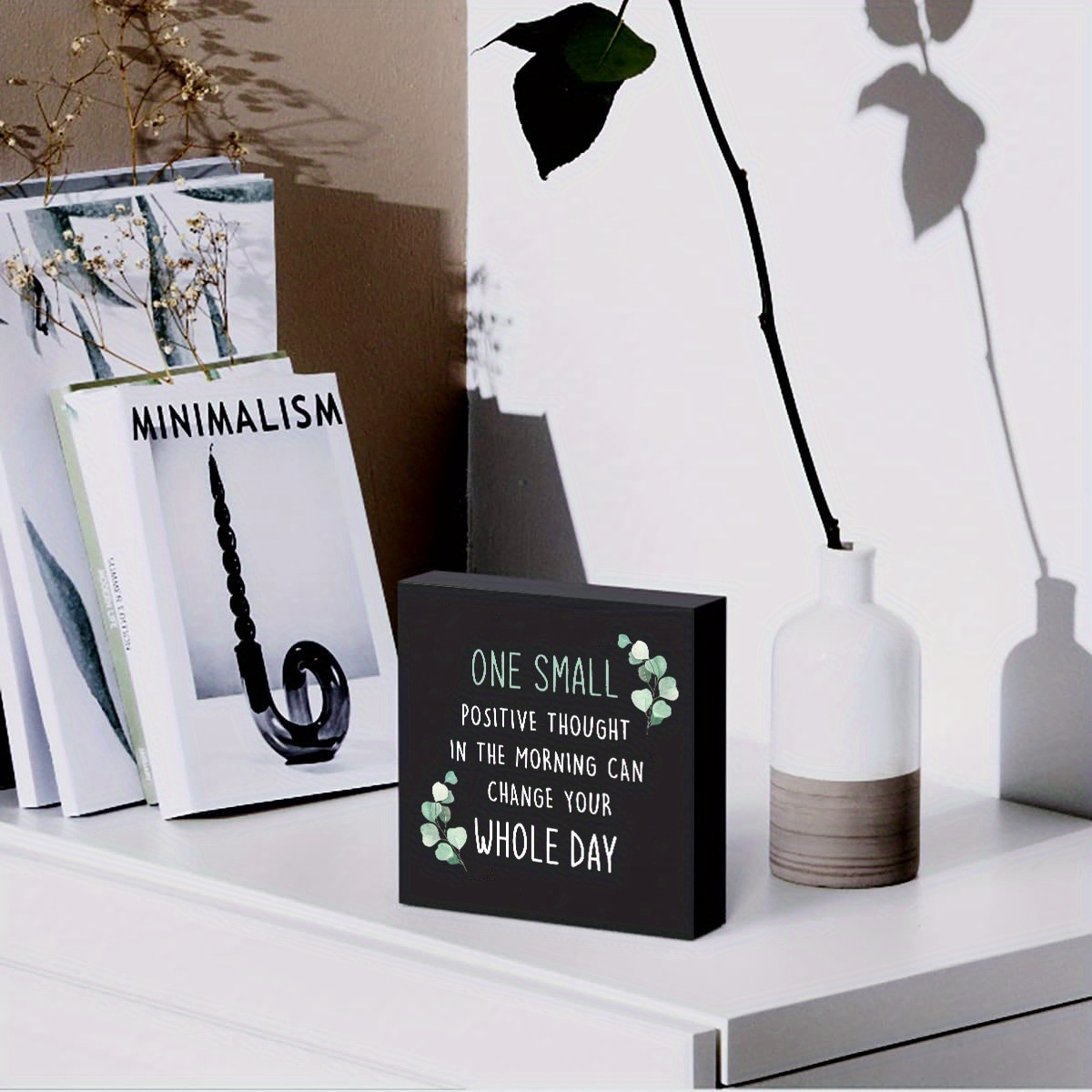 Inspirational Wooden Plaque Sign One Small Positive Thought - Temu ...