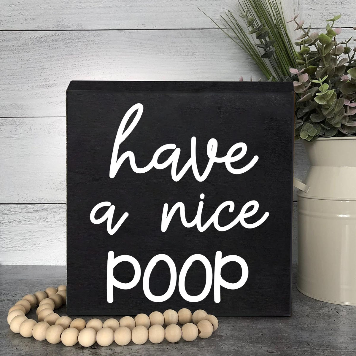 A Nice Poop Funny Rustic White/black Bathroom Half Bath - Temu