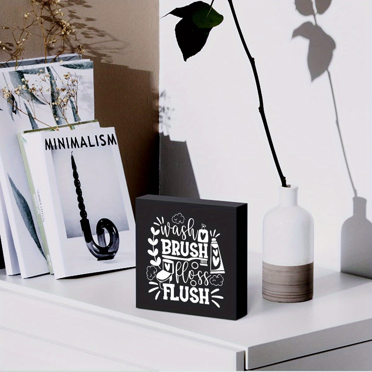 Funny Wooden Rustic White/black Bathroom Half Bath Decor - Temu