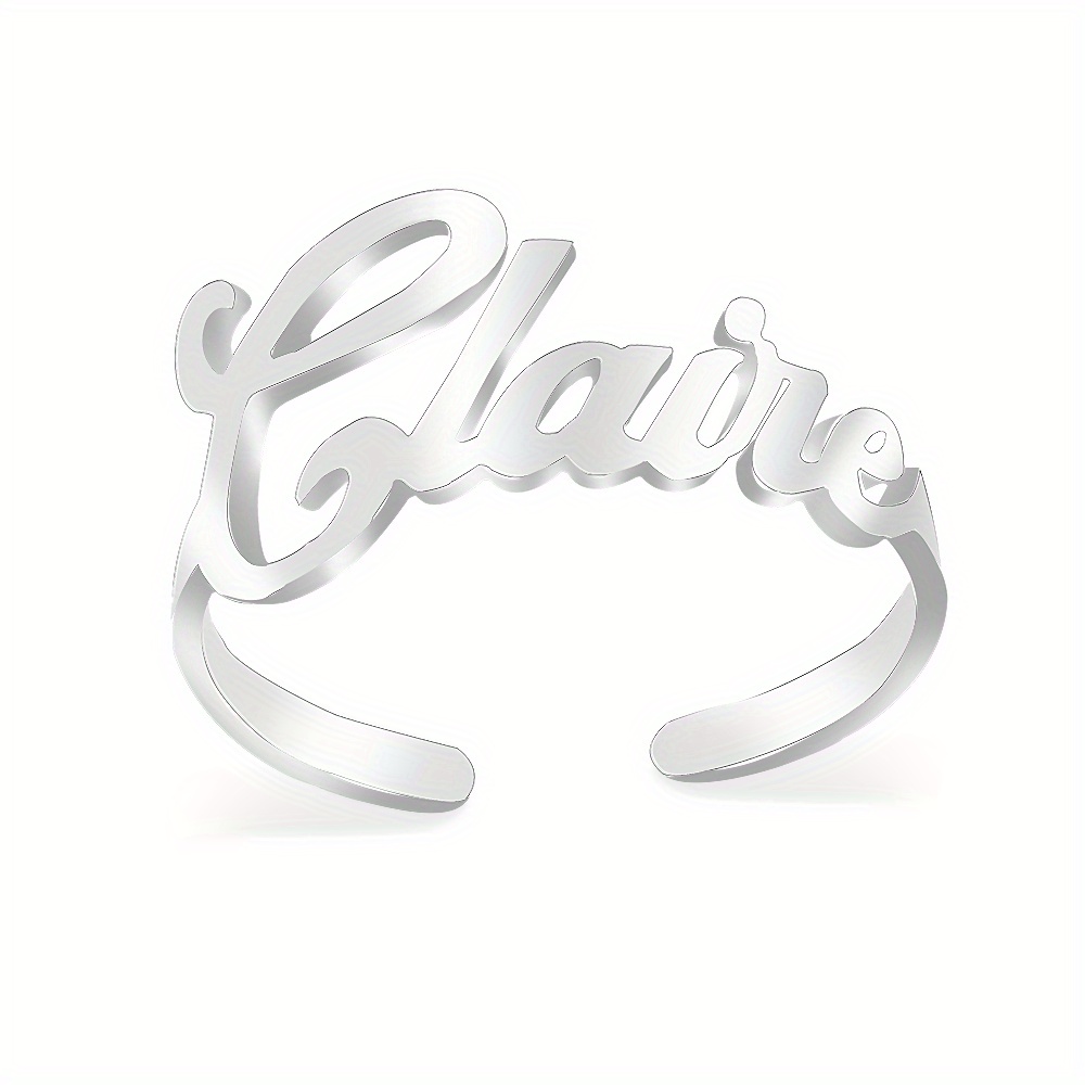 Stainless Steel Ring Name Customized 24 Fonts Personalized - Temu Canada