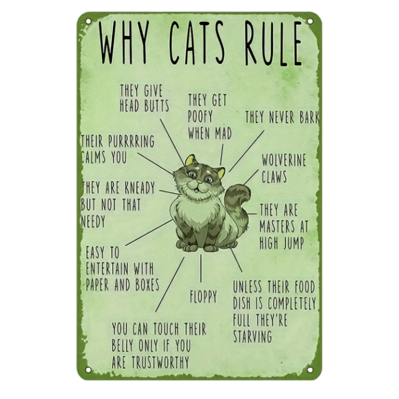 Retro Metal Sign Cats Rule Wall Art Decor Funny Animal Iron - Temu ...