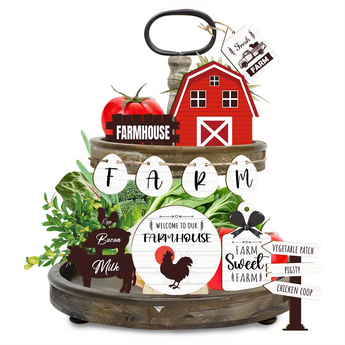Farmhouse Tiered Tray Decorations Rustic Home Decor - Temu United Kingdom