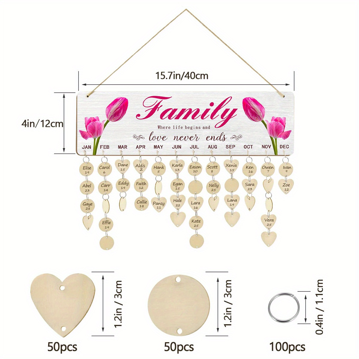 Family Birthday Calendar Wall Hanging Tags Perfect - Temu Australia