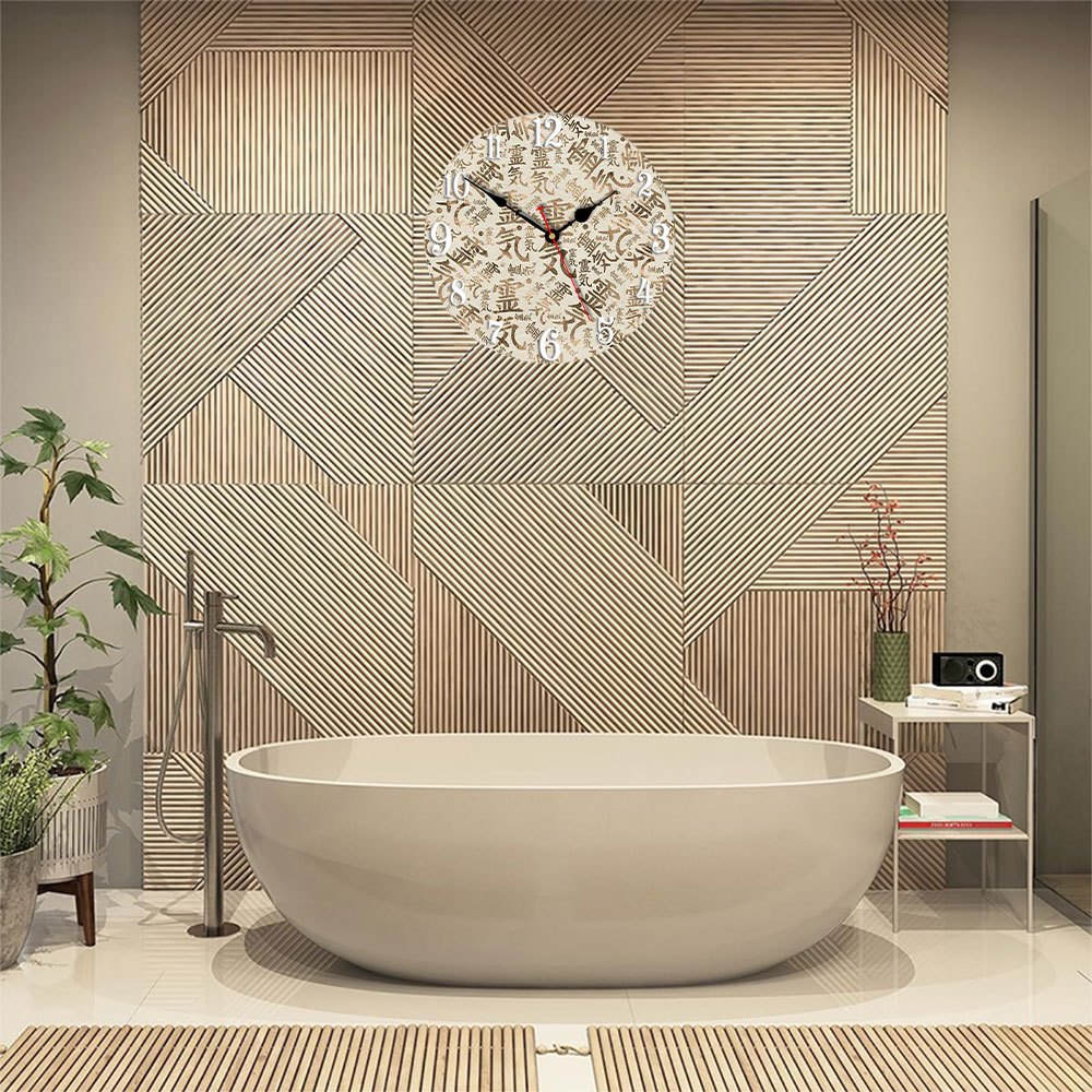 Contemporary Wooden Wall Clock Reiki Symbols Arabic - Temu