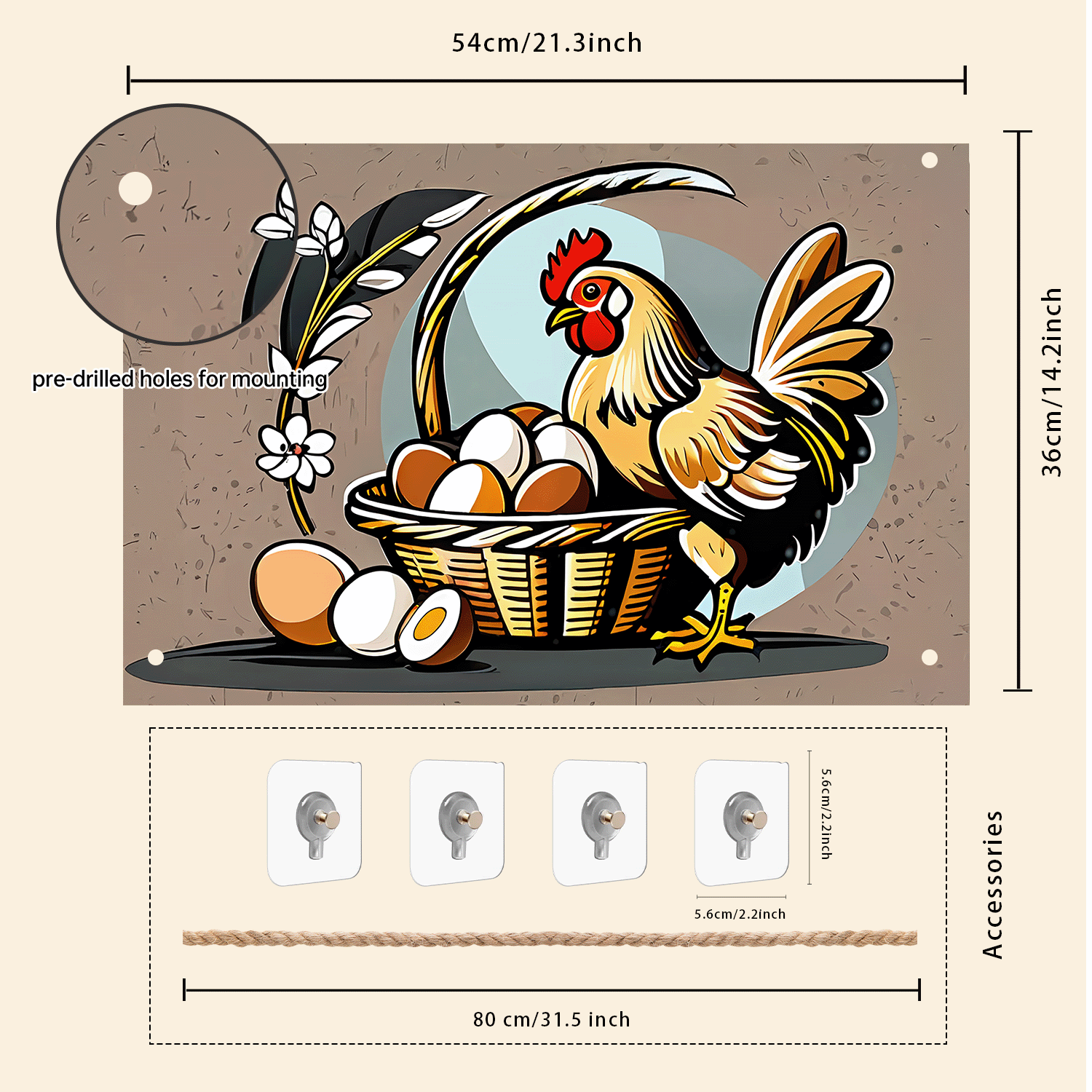 Wooden Hen Classic 2d Decor Living Room - Temu