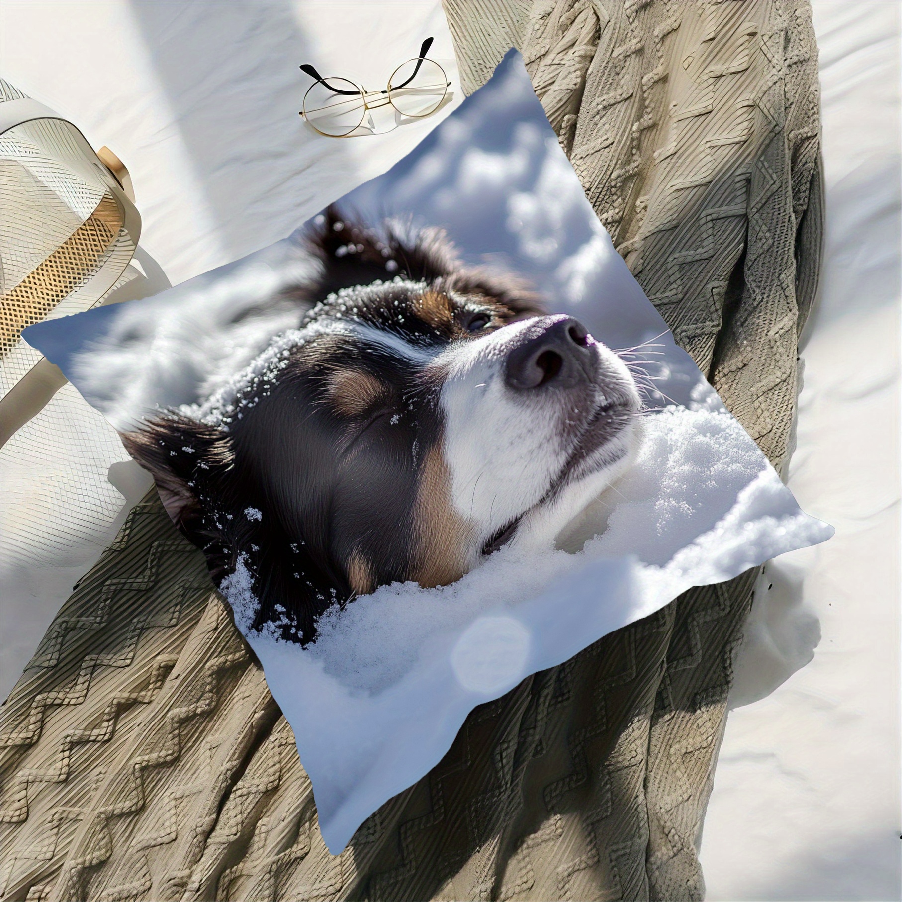 ปลอกหมอนโยนฉากหิมะ border collie ขนาด 18x18 นิ้ว - Temu Thailand