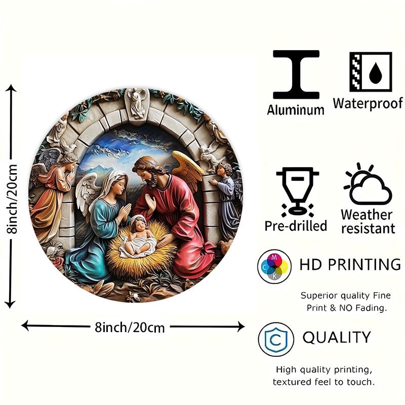 Round Aluminum Nativity Scene 3d Effect - Temu