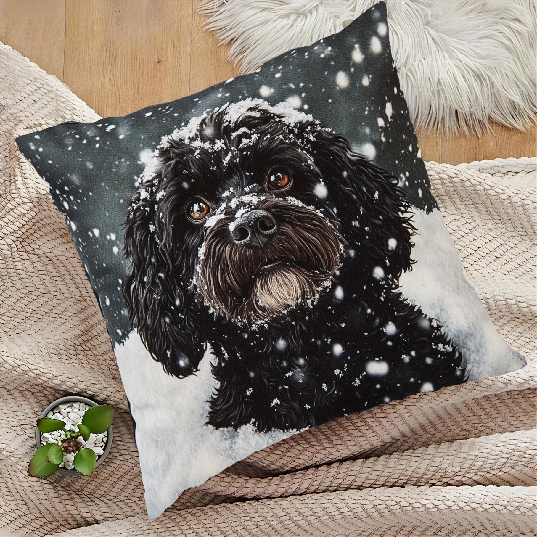 ปลอกหมอนสุนัข Cockapoo สีดำนุ่ม ขนาด 18x18 นิ้ว - Temu Thailand