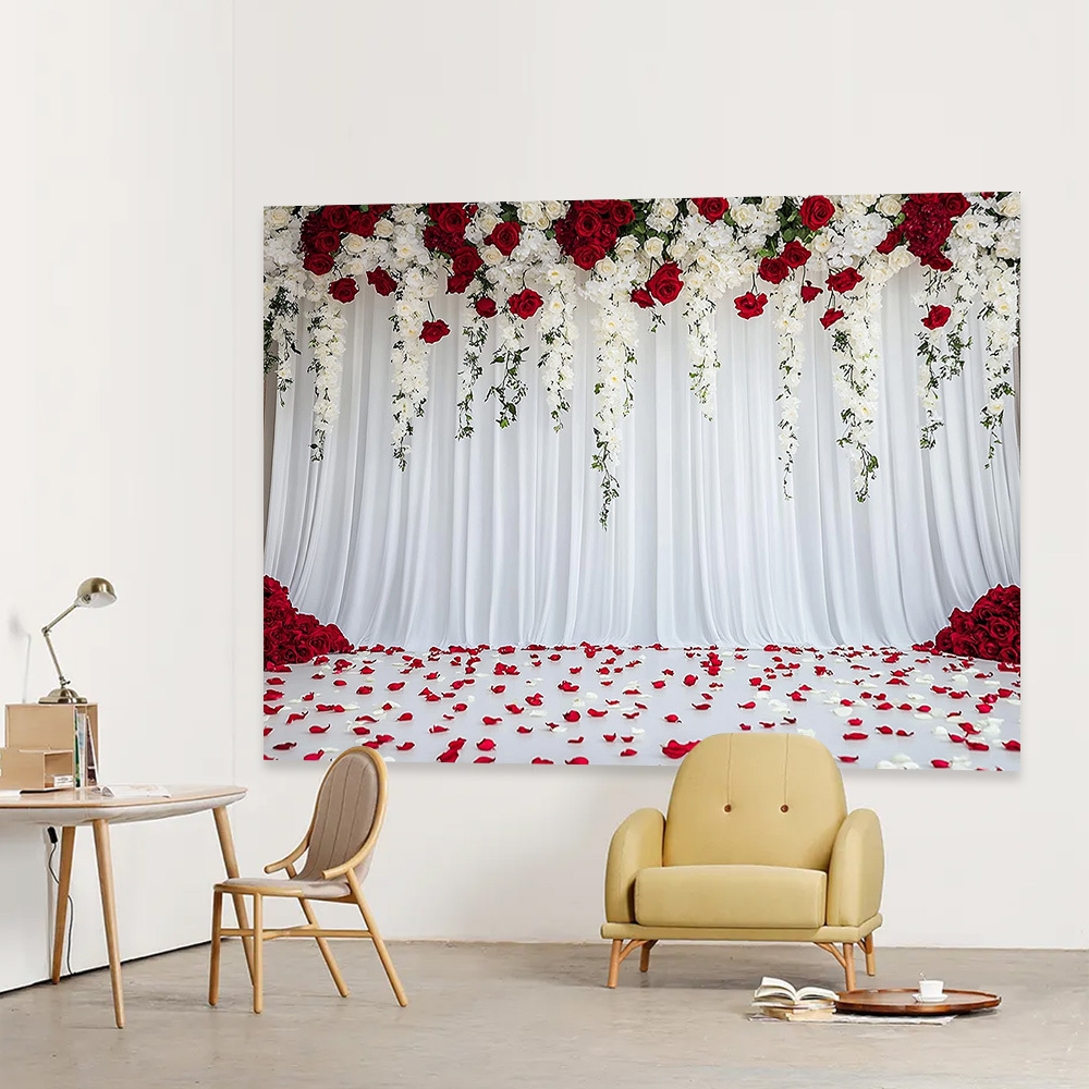 Valentine's Day Red White Roses Party Backdrop Versatile - Temu