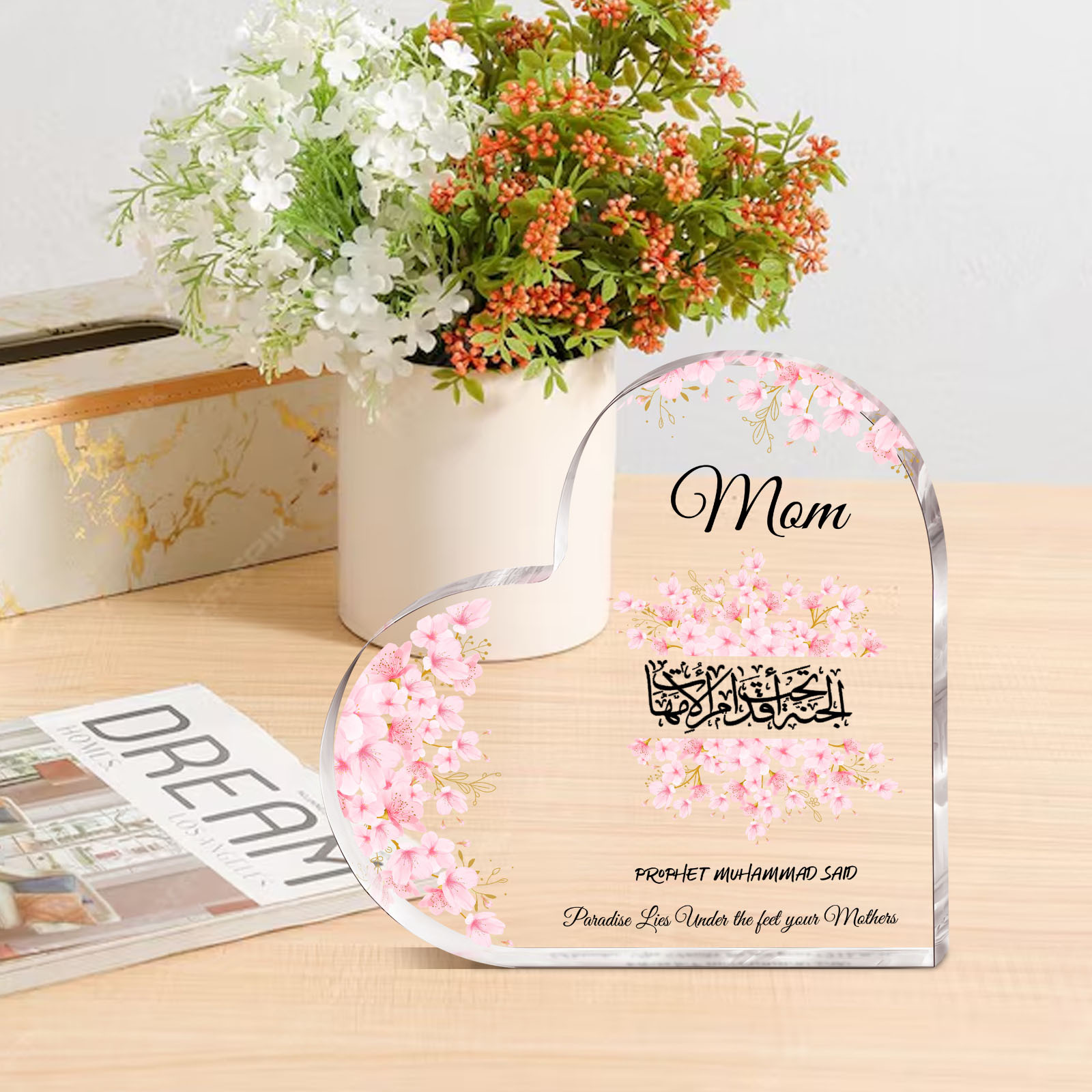 Heart shaped Acrylic Plaque Muslim Couple Print Islamic - Temu