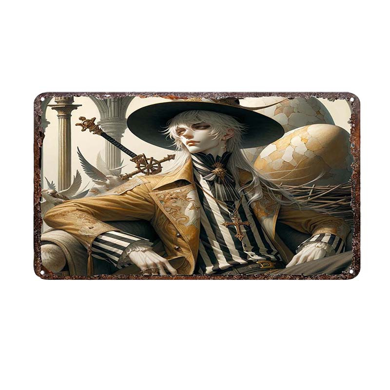 Room Decor Vintage Steampunk Metal Tin Sign Elegant Man Wide - Temu