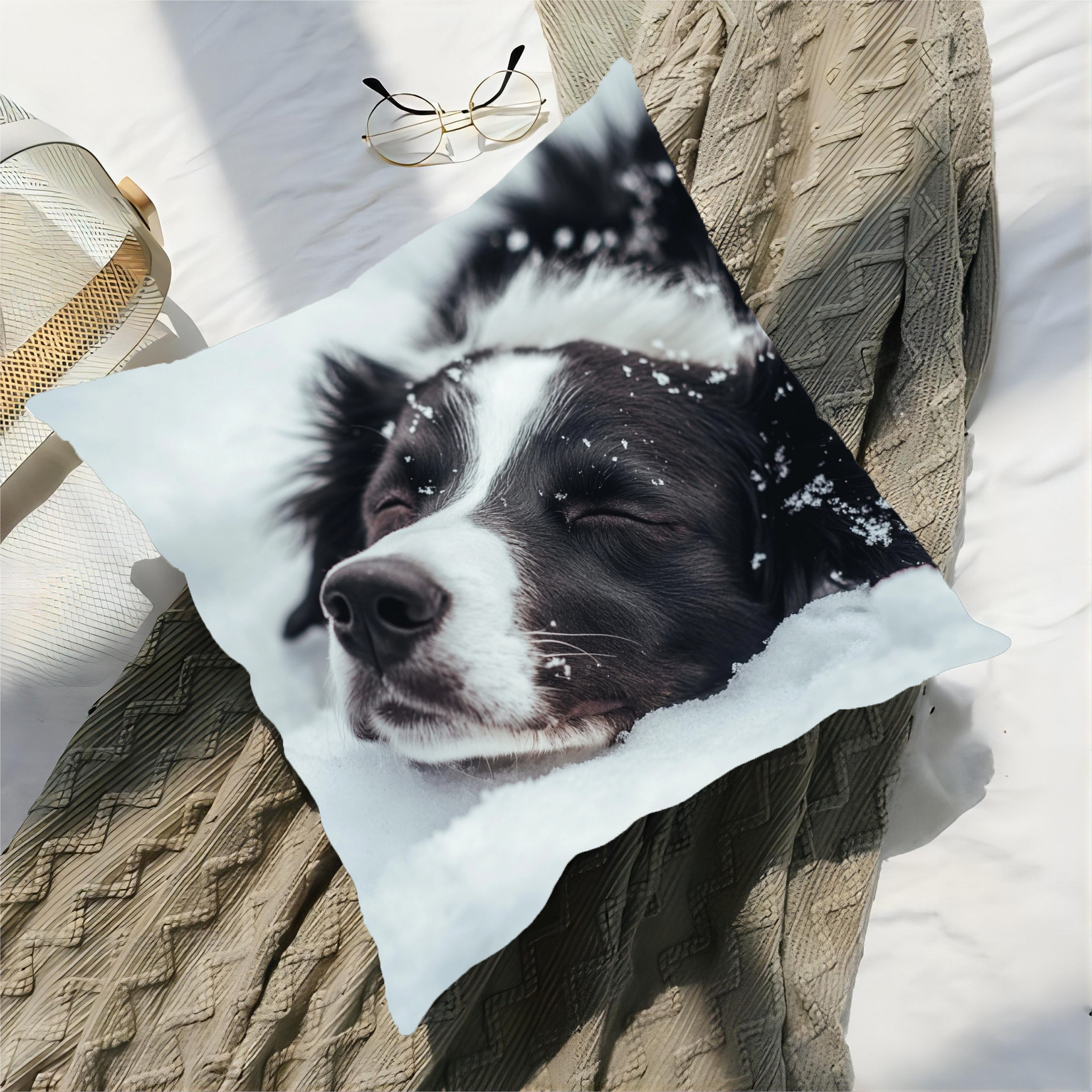 snowy snuggle ปลอกหมอนโยน border collie ๆ ทิวทัศน์หิมะ - Temu Thailand