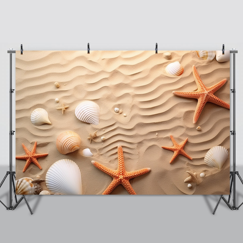 Coastal Polyester Backdrop Seashells Versatile - Temu