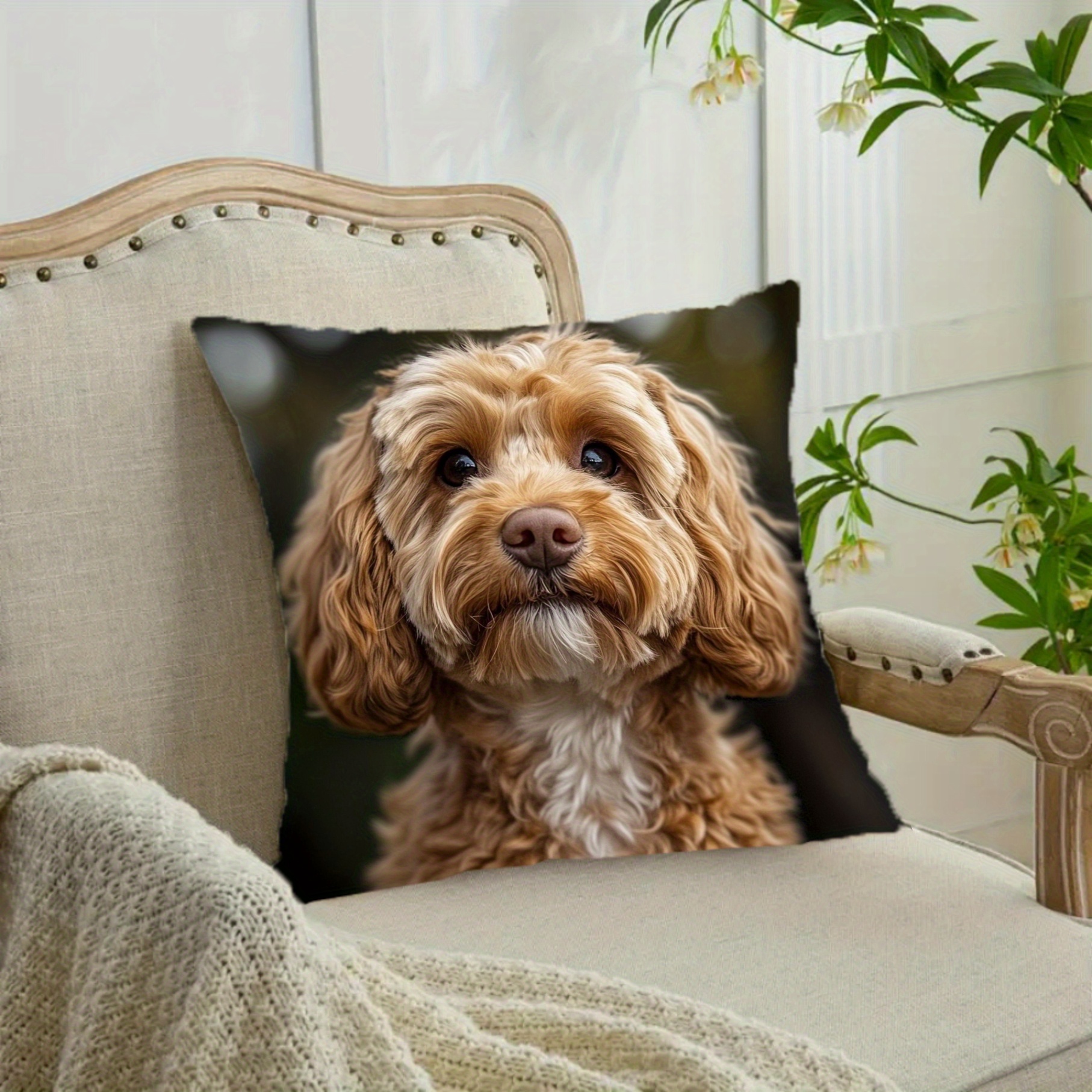 ปลอกหมอนโพลีเอสเตอร์ขนาด 18x18 นิ้ว ดีไซน์สุนัข Cockapoo - Temu Thailand