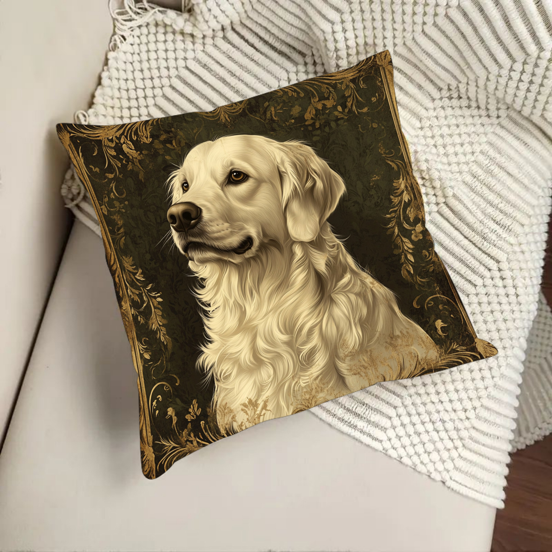Βιντάζ Κάλυμμα Μαξιλαριού με Σχέδιο Golden Retriever Περσικό - Temu Greece