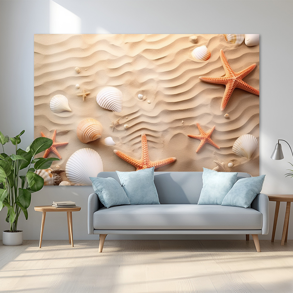 Coastal Polyester Backdrop Seashells Versatile - Temu