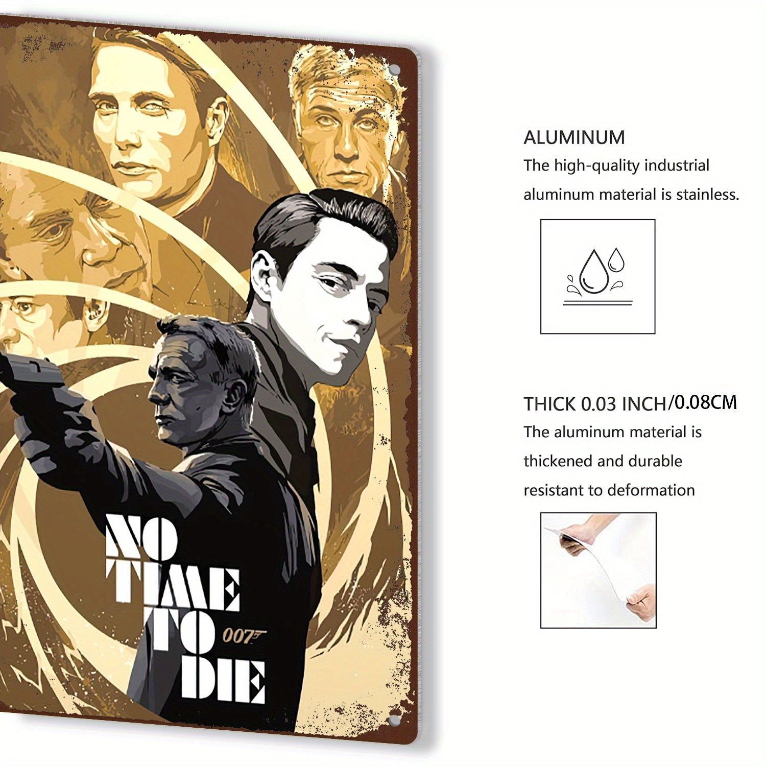007 งานศิลปะผนังอลูมิเนียมวินเทจ - Temu Thailand