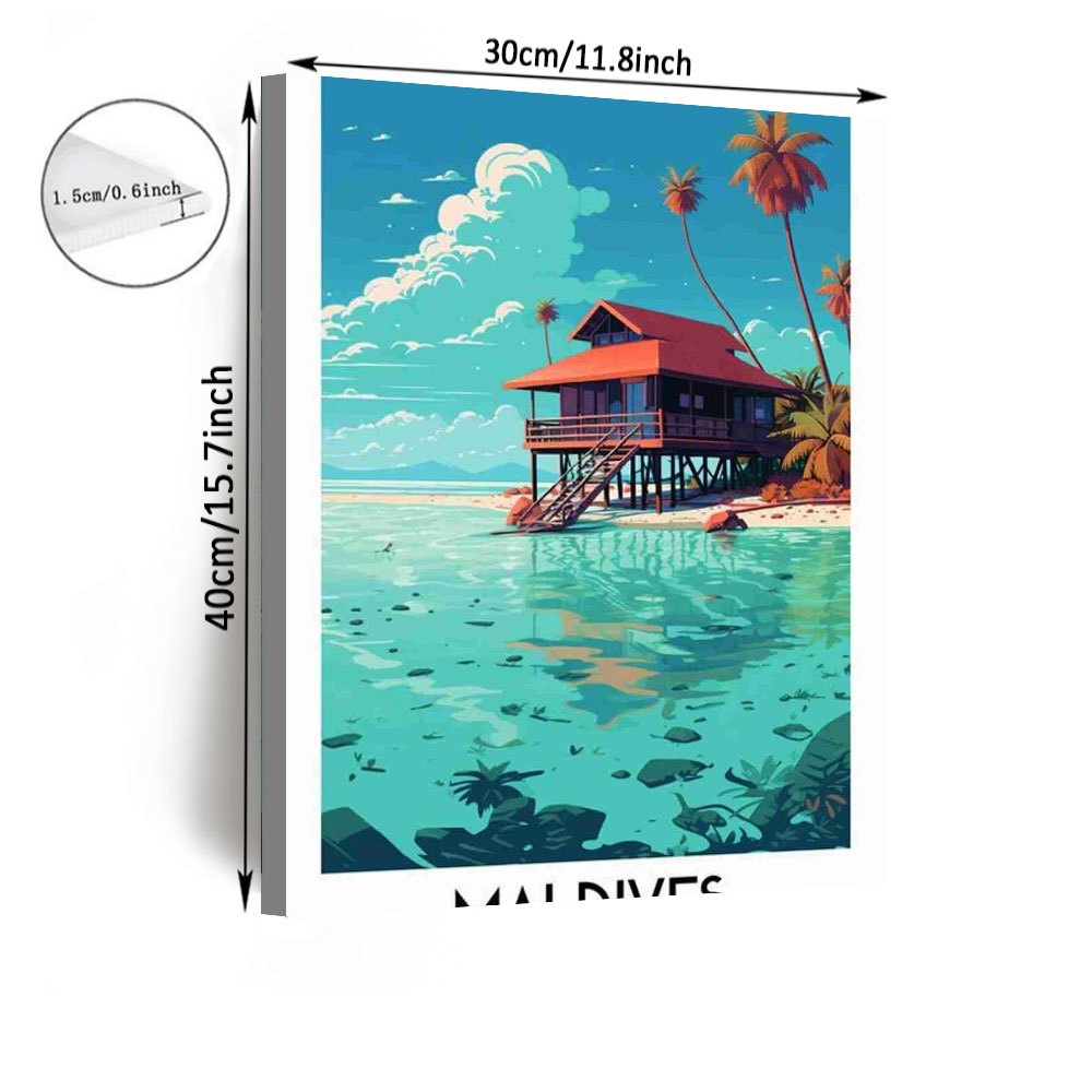 Maldives Beach Scene Canvas Decor - Temu