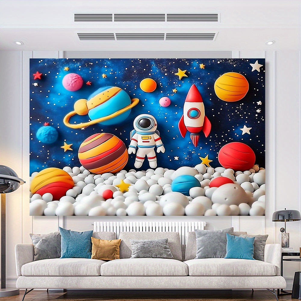 astronaut planets 3d wall art polyester space themed hanging - Temu